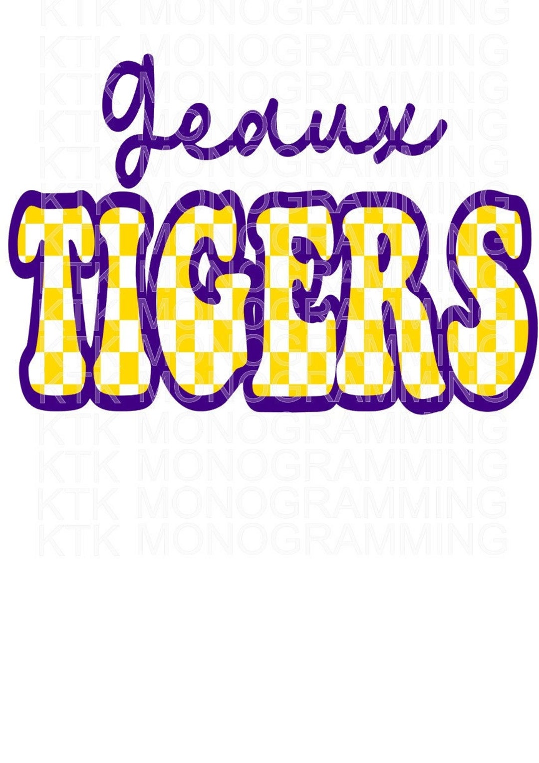 GEAUX Tigers LSU Purple and Yellow Check PNG - Etsy