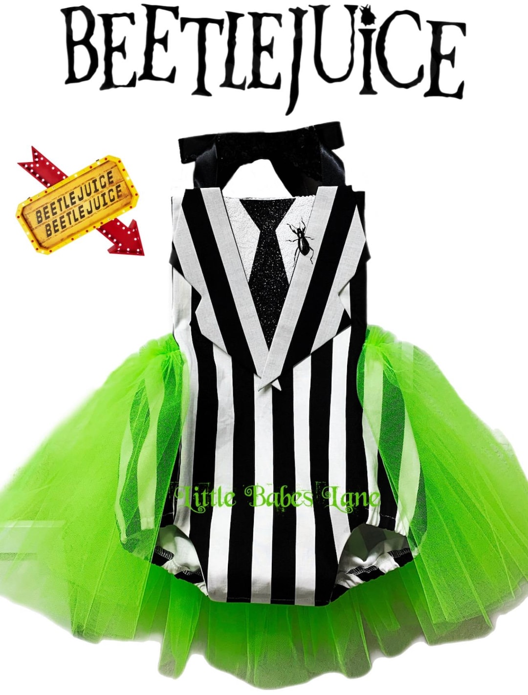 Beetlejuice Inspired Romper,halloween Costume,girls Halloween Costume ...