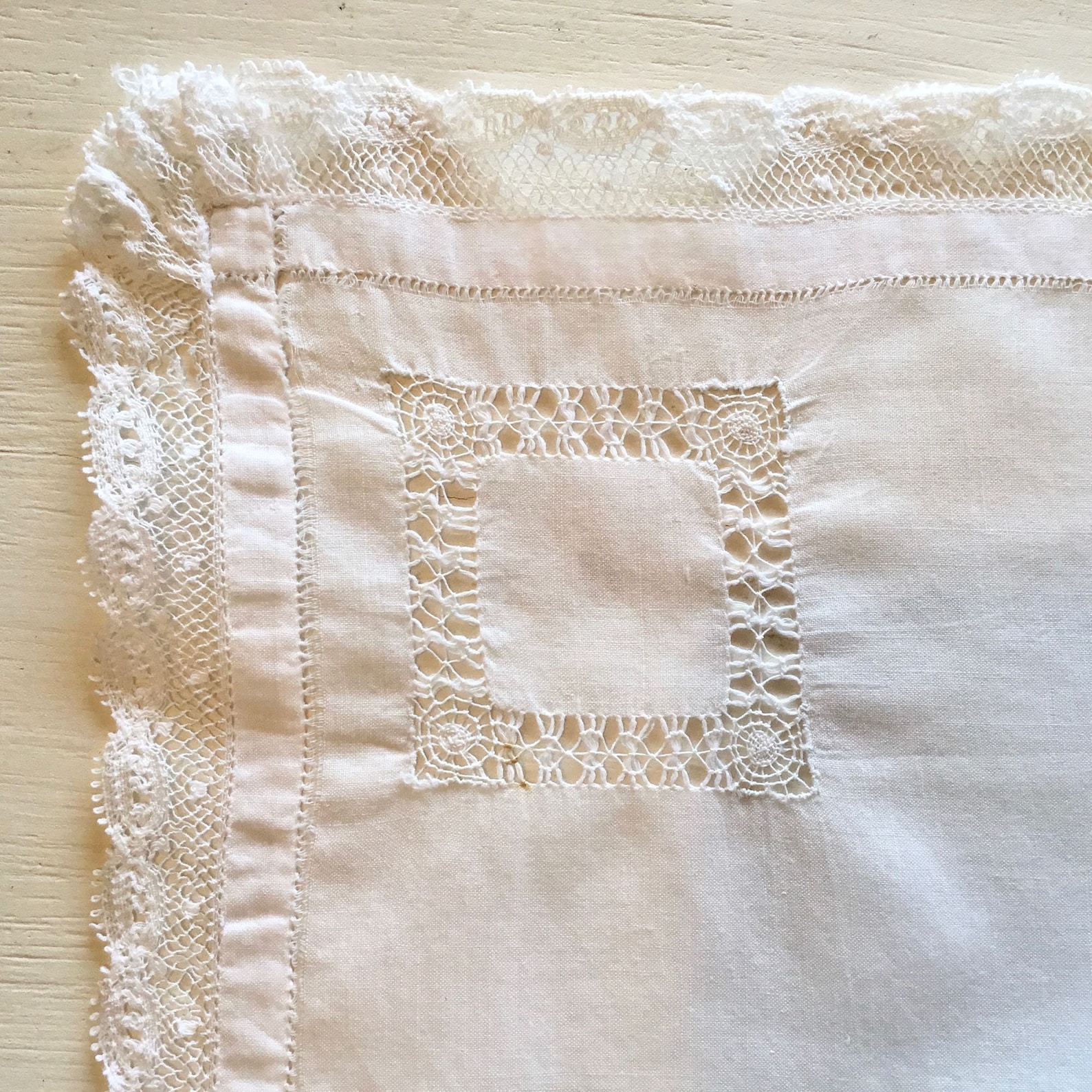 Antique White Linen Handkerchief With Lace and Cutwork - Etsy