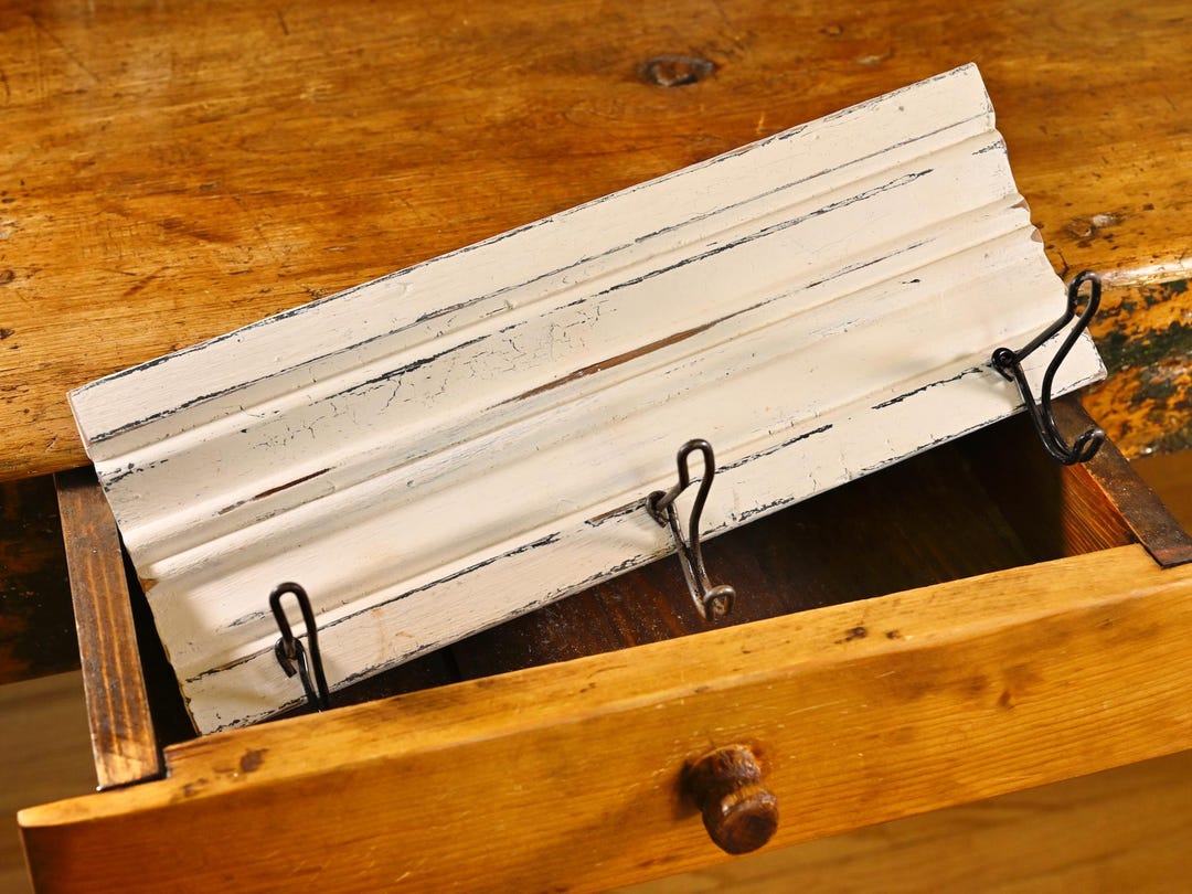 Handmade Peg Rack, Reclaimed Antique Trim Lumber With White Chalk Paint ...