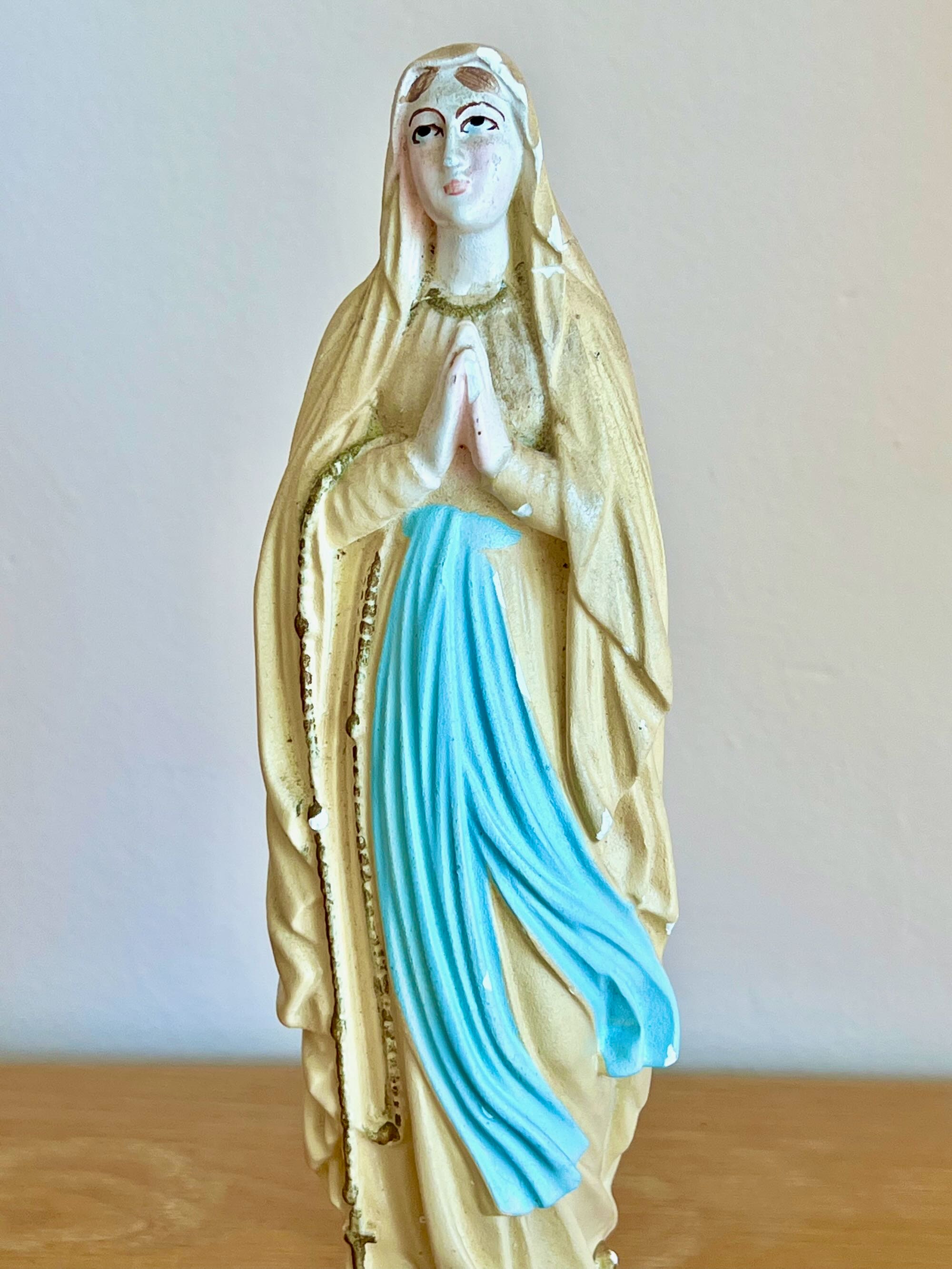 Antique Chalkware Italian Virgin Mary Statue, Painted With Lovely ...