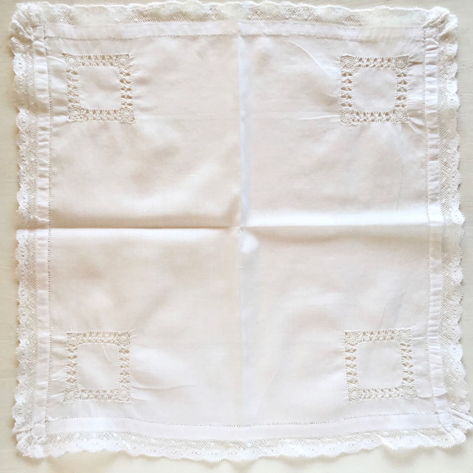 Antique White Linen Handkerchief With Lace and Cutwork - Etsy