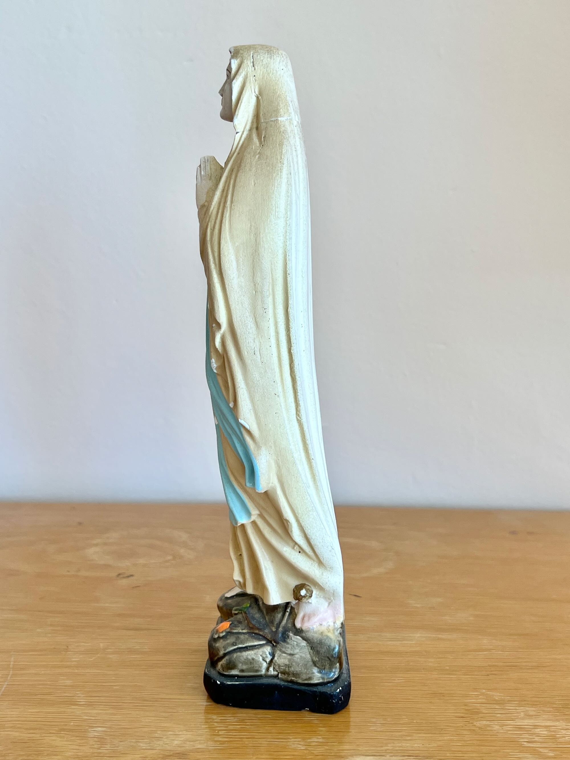 Antique Chalkware Italian Virgin Mary Statue, Painted With Lovely ...