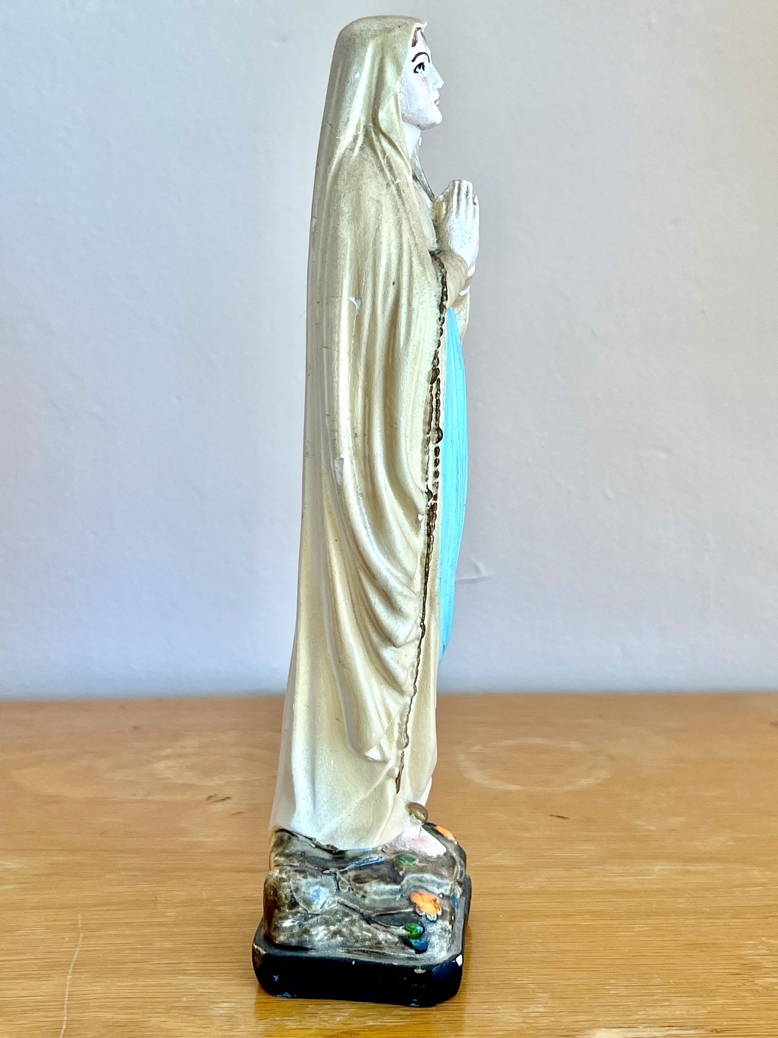 Antique Chalkware Italian Virgin Mary Statue, Painted With Lovely ...