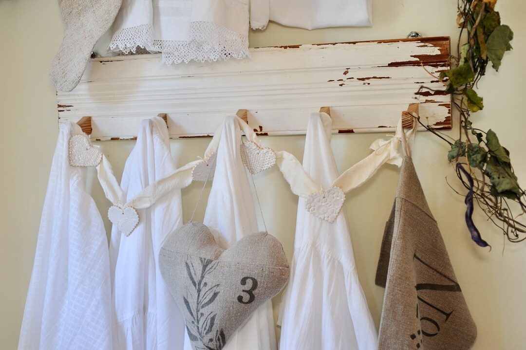 Handmade Peg Rack, Reclaimed Antique Trim Lumber With Chippy Paint and ...