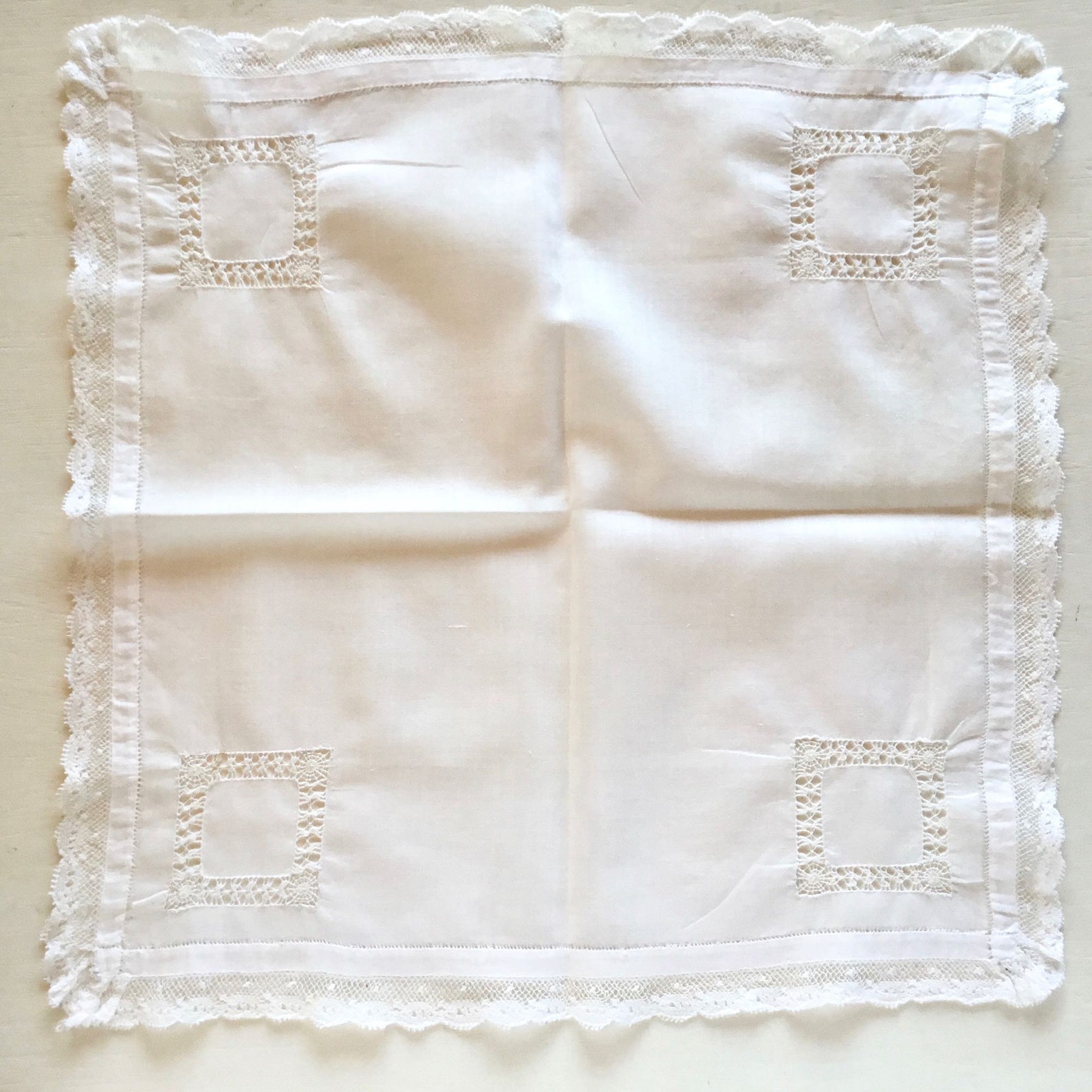 Antique White Linen Handkerchief With Lace and Cutwork - Etsy