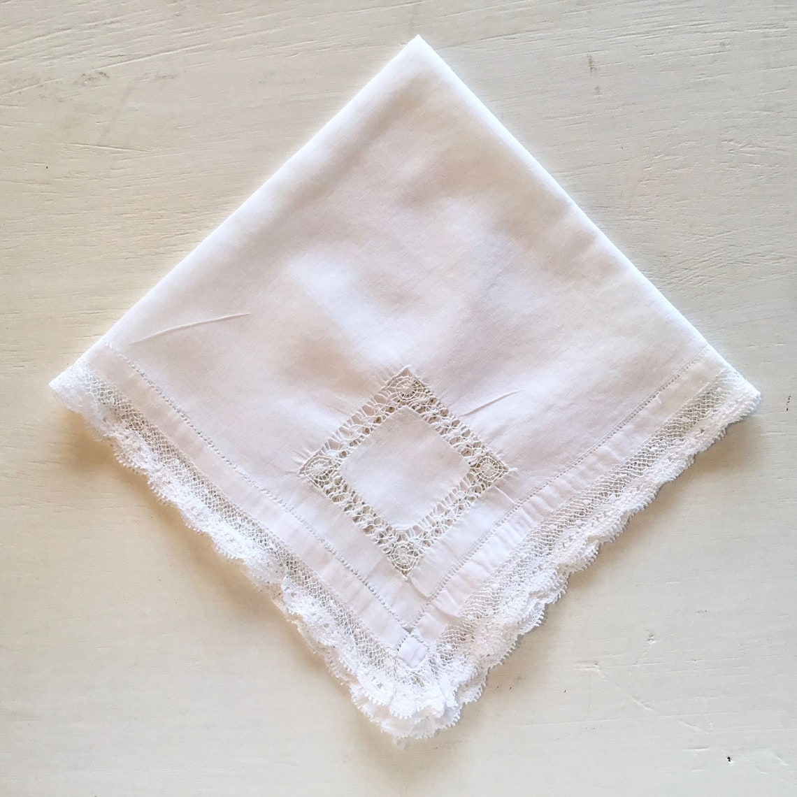 Antique White Linen Handkerchief With Lace and Cutwork - Etsy