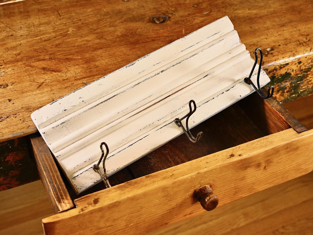 Handmade Peg Rack, Reclaimed Antique Trim Lumber With White Chalk Paint ...