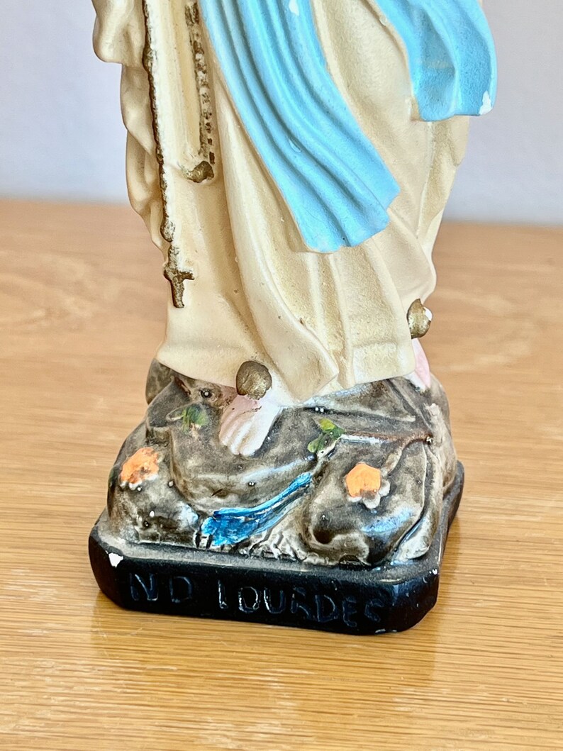 Antique Chalkware Italian Virgin Mary Statue, Painted With Lovely ...