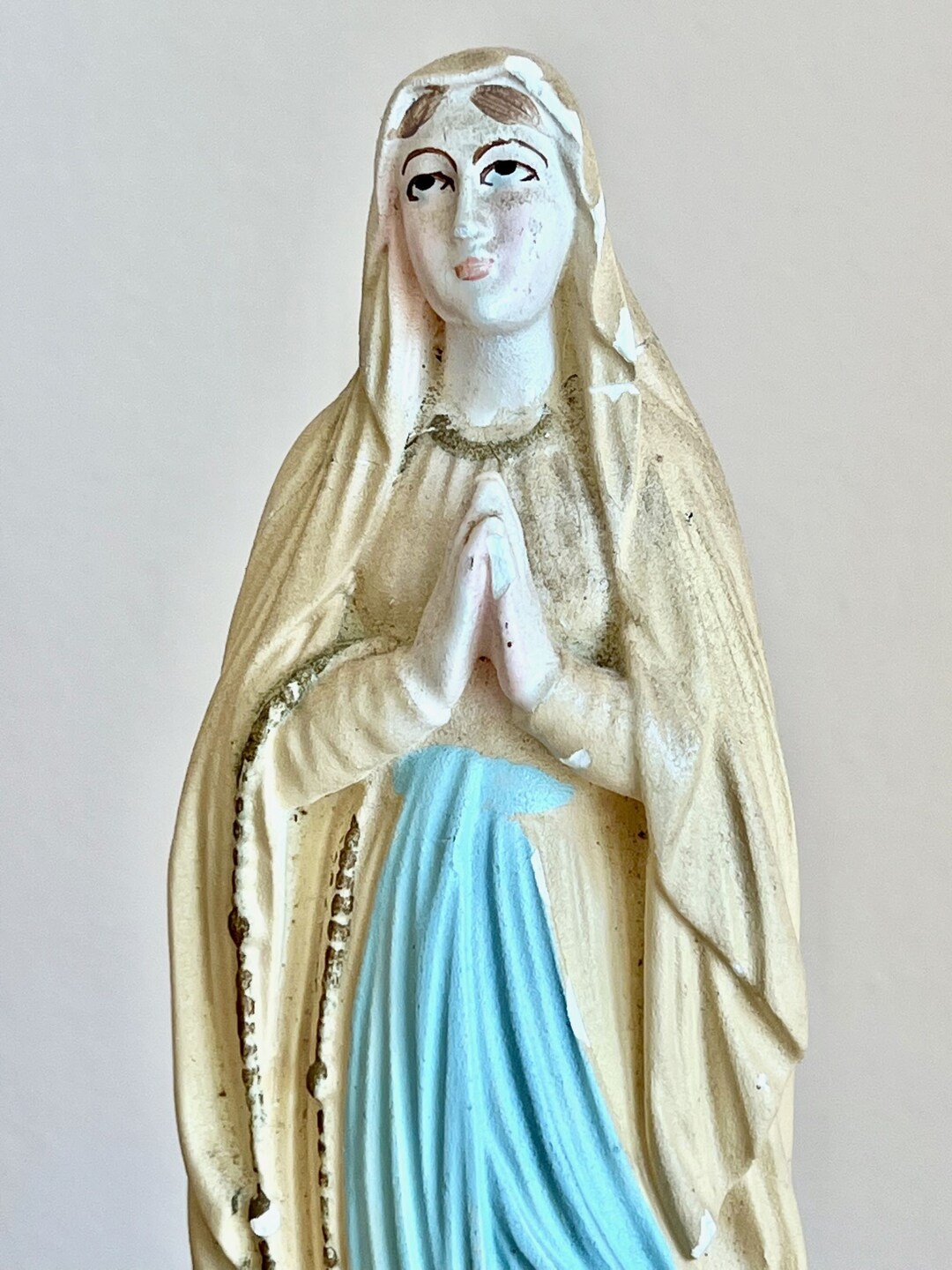 Antique Chalkware Italian Virgin Mary Statue, Painted With Lovely ...