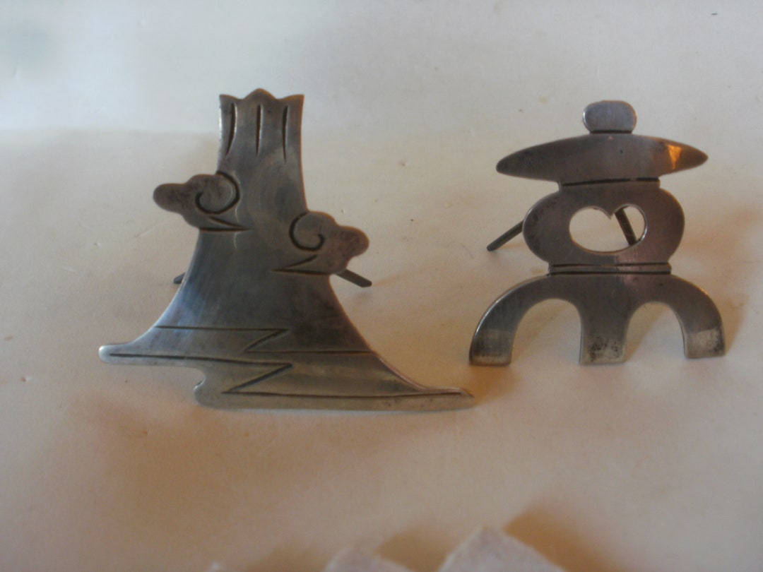 Set of 2 Vintage Japanese Silver Place Card Holders - Etsy