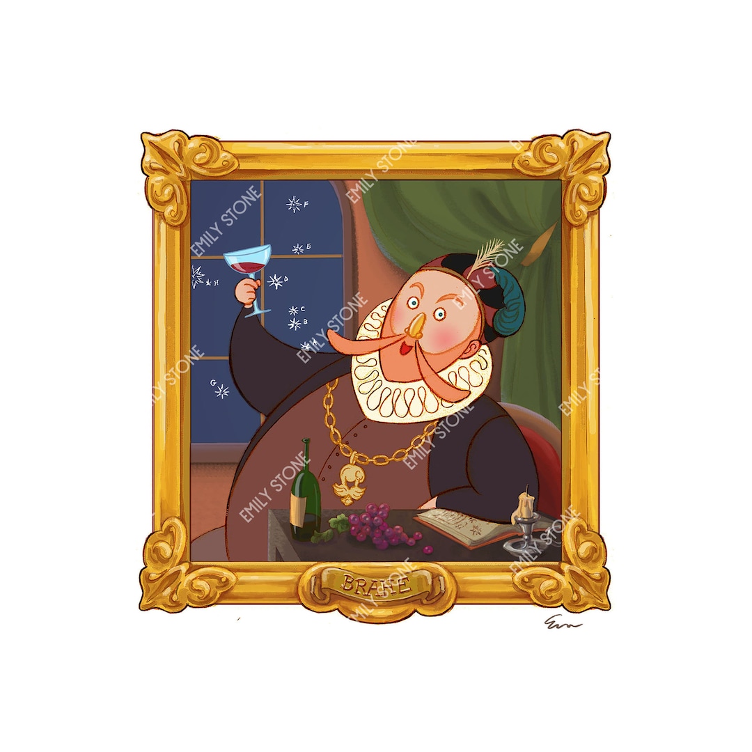 Tycho Brahe Art Print Digital Download 5 X 7" | Cute Cartoon Astronomer ...