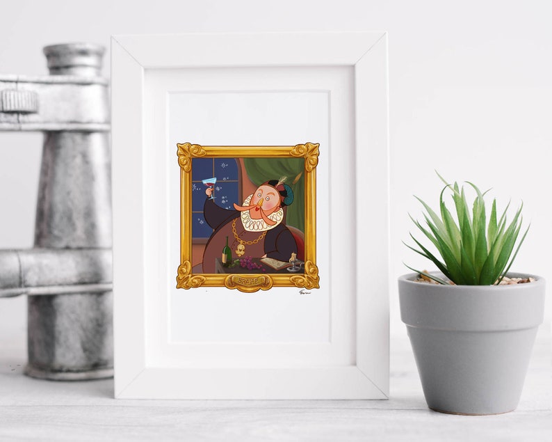 Tycho Brahe Cartoon Portrait Art Print | Educational Astronomy (digital ...