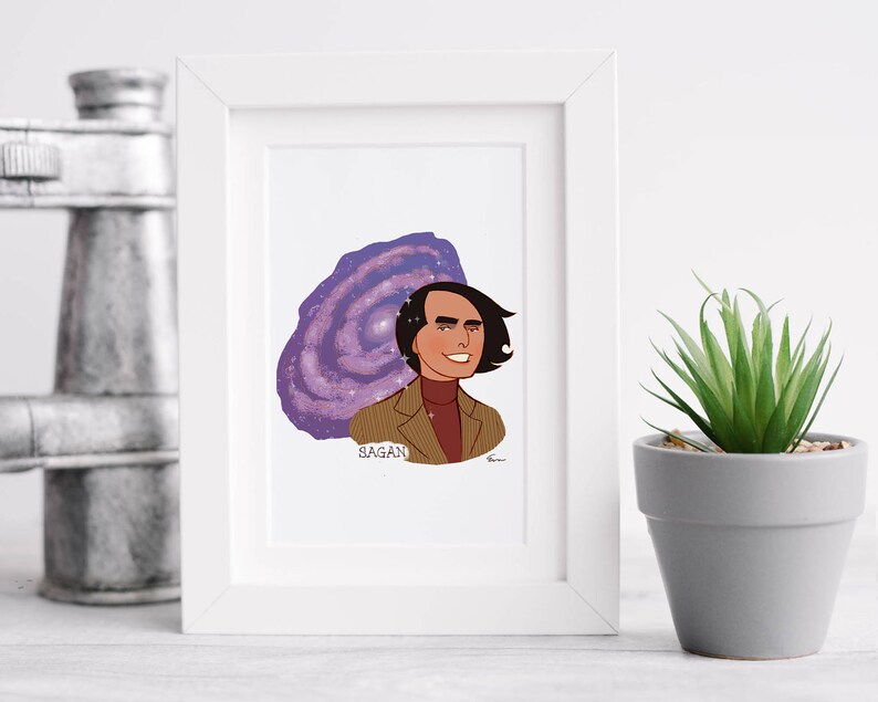 Carl Sagan Cartoon Art Print: Educational Astronomy Decor (digital ...