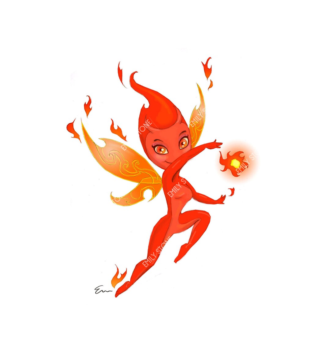 Fire Fairy Art Print Digital Download 5 X 7" | Beautiful Red Flame ...