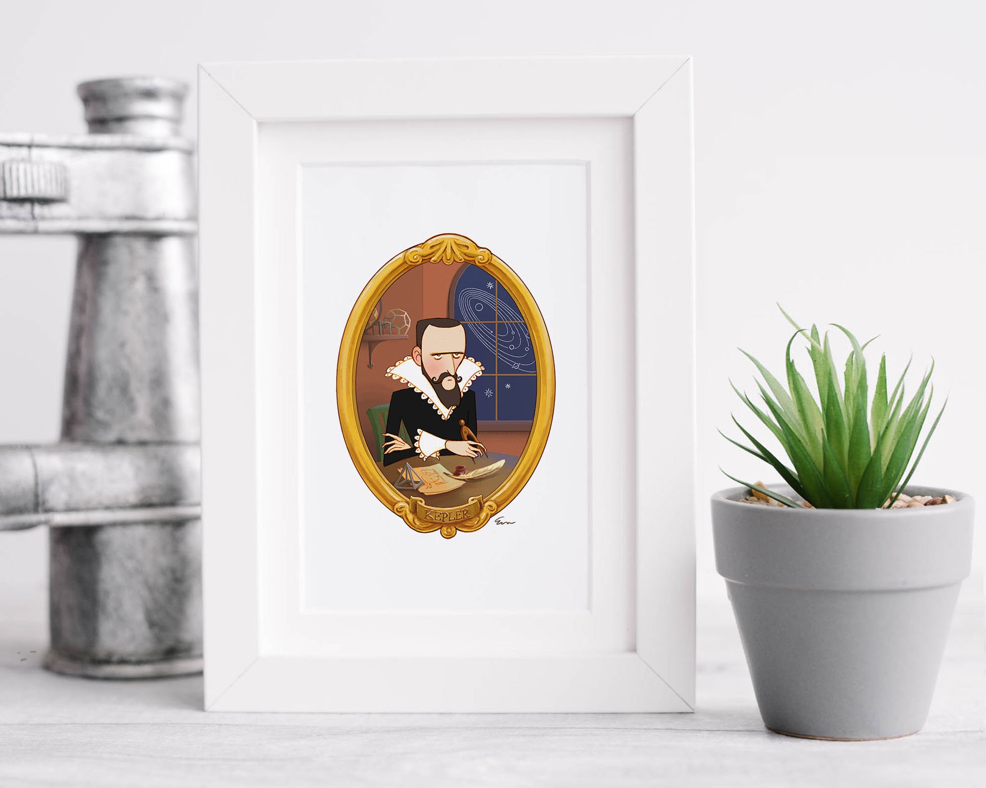 Johannes Kepler Art Print Digital Download 5 X 7" | Cute Cartoon ...