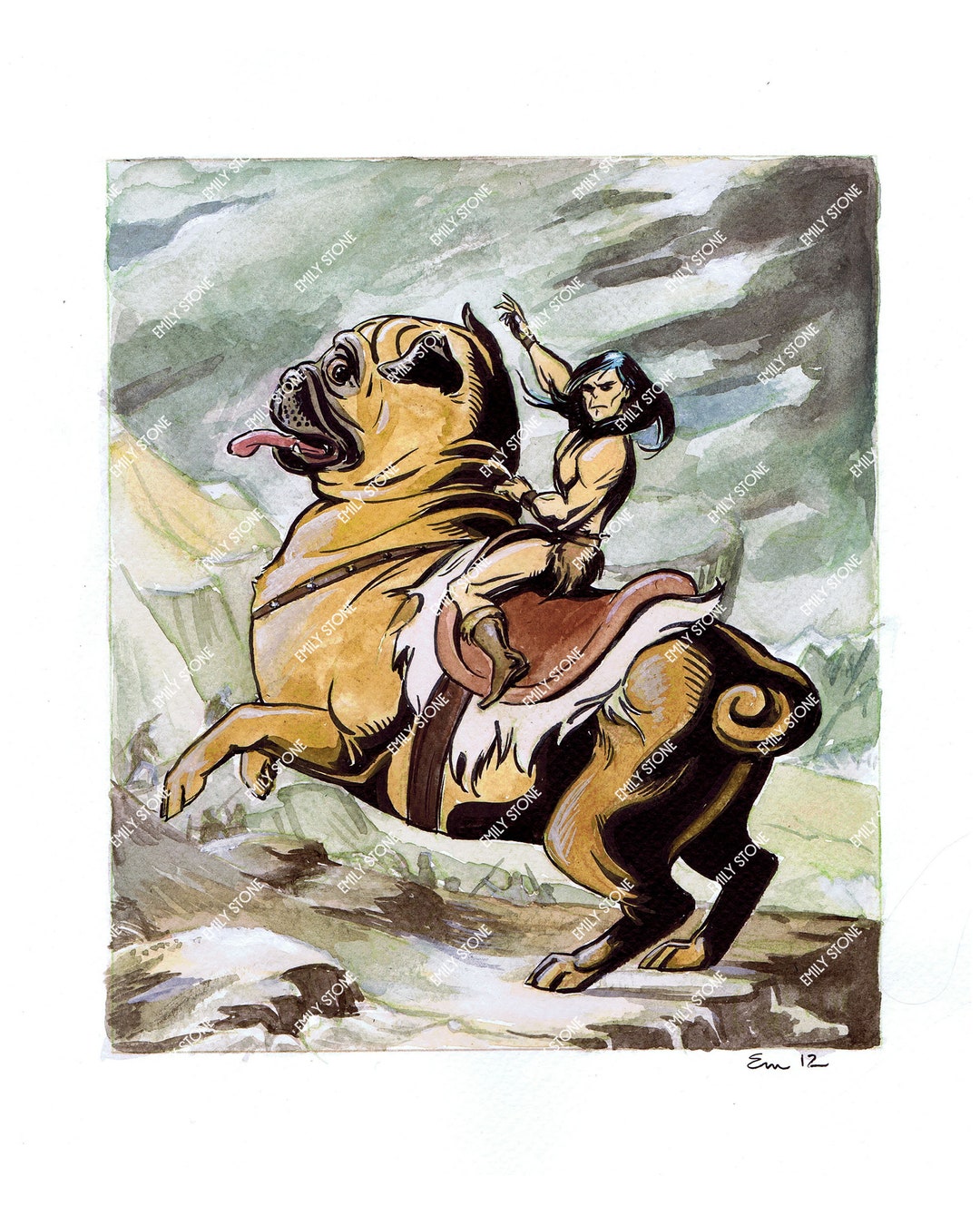 Battlepug Comic Art Print Digital Download 8 X 10 Funny Dog Giant Pug ...