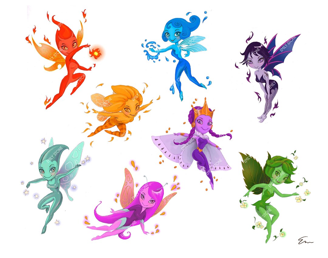Fairies Art Print Digital Download 11 X 14" | Beautiful Colorful ...