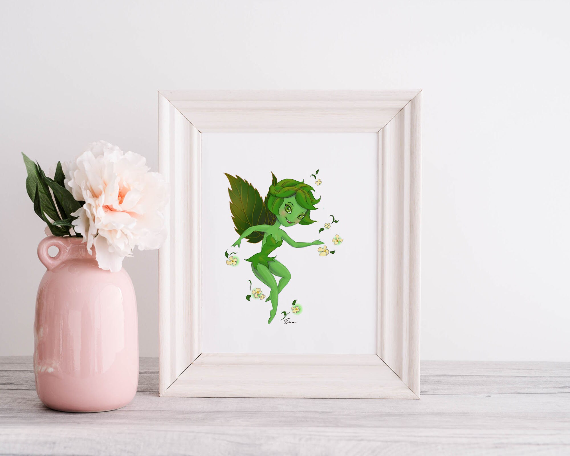 Nature Fairy Art Print Digital Download 5 X 7" | Beautiful Green Leaf ...