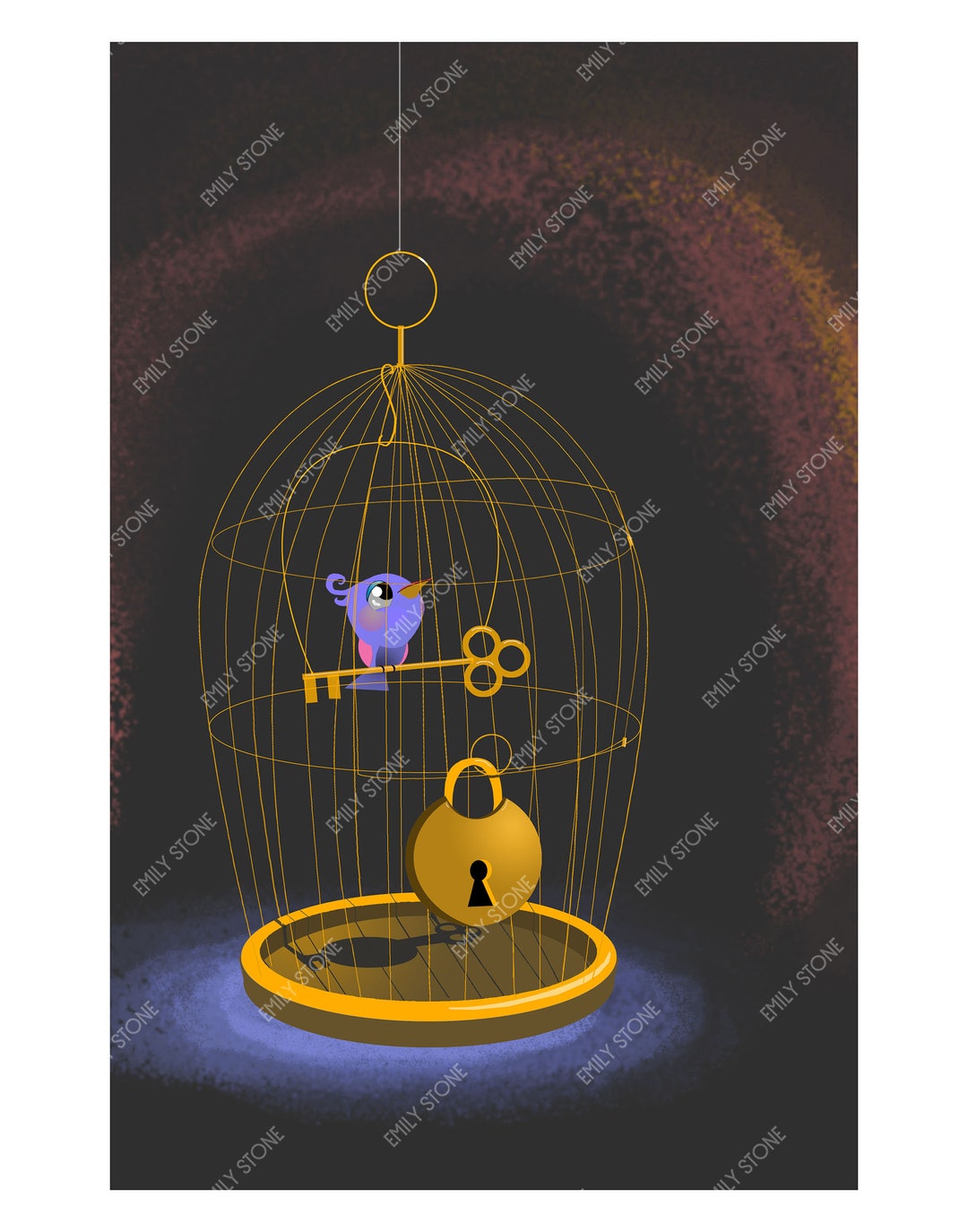 The Key Art Print Digital Download 11 X 14" | Symbolic Bird Birdcage ...