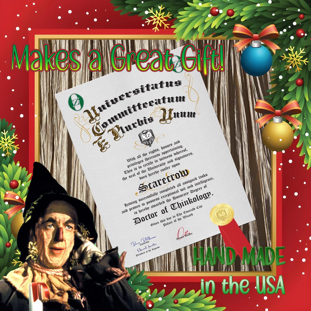 Scarecrow's Diploma Wizard of Oz 1939 - Etsy