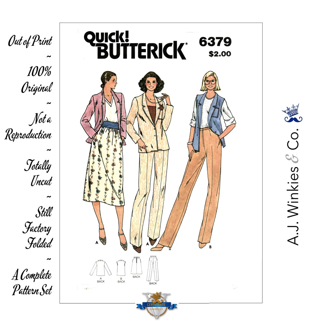 Butterick 6379 Misses' Jacket, Skirt & Pants - Etsy