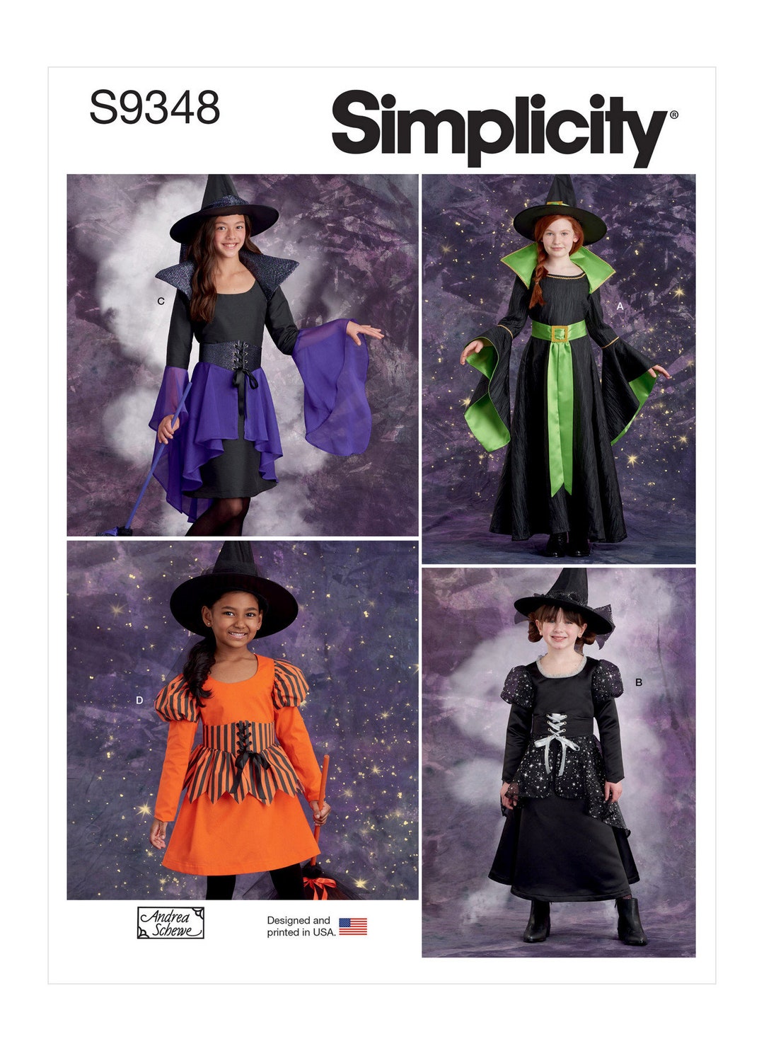 Simplicity S9348 Children's & Girls' Witch Costumes - Etsy