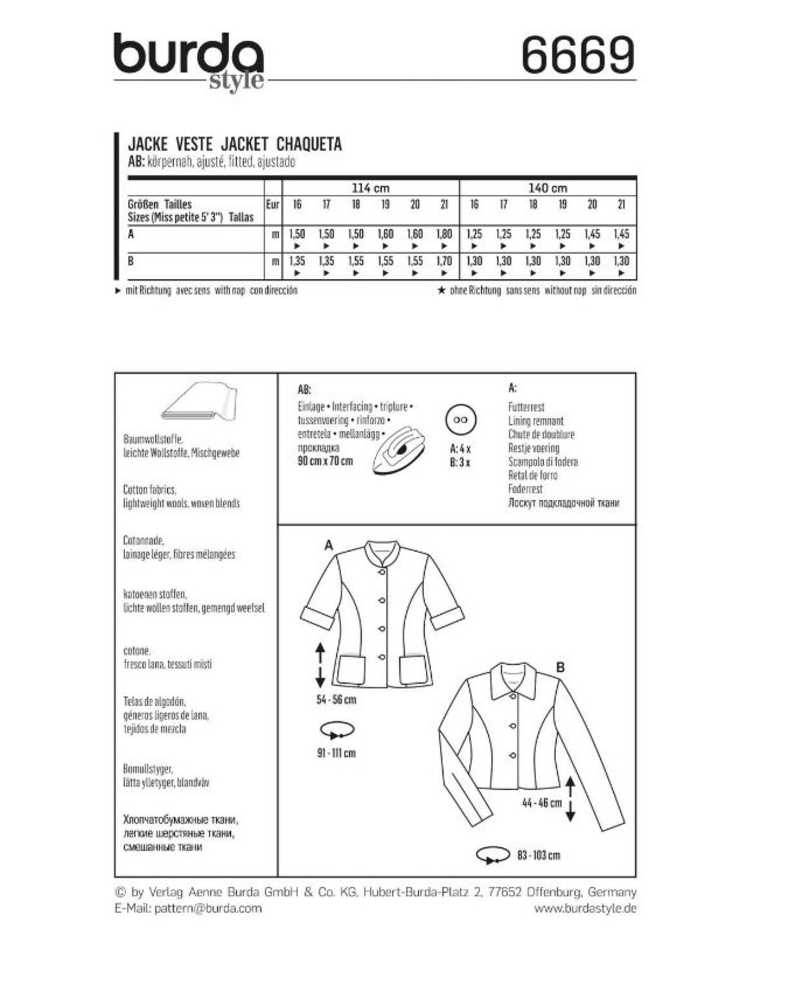 Burda Style 6669 Misses' Retro 1960s Jacket Size 6-16 - Etsy