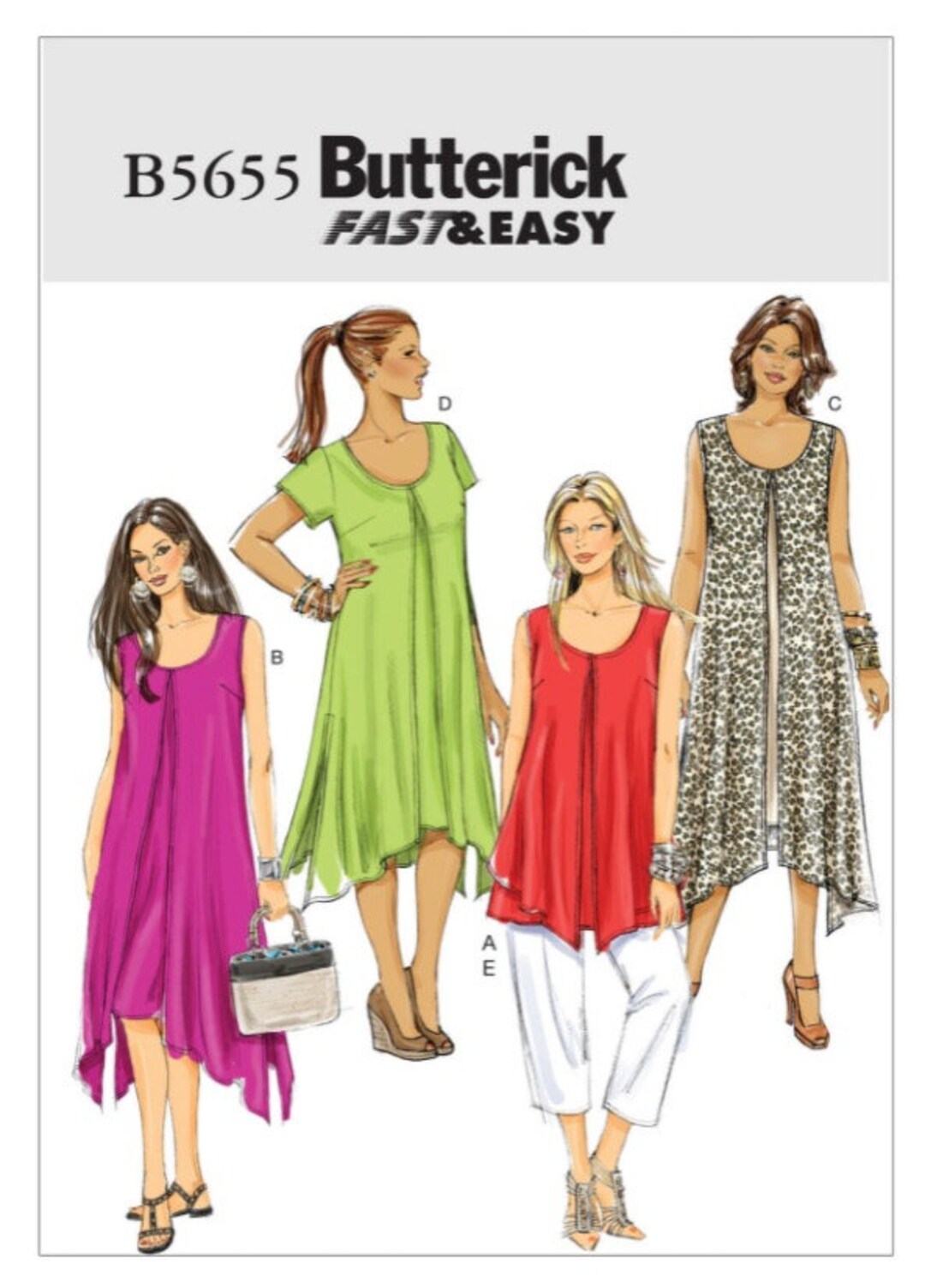 Butterick B5655 Misses'/women's Draped-overlay Top, Dresses and Pants ...
