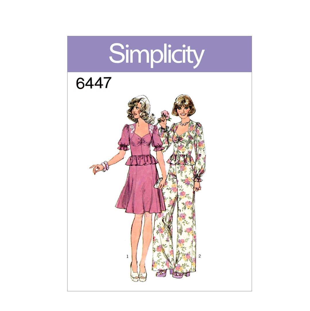 Simplicity 6447 Misses' Short Two-piece Dress or Top and Wide-leg Pants ...