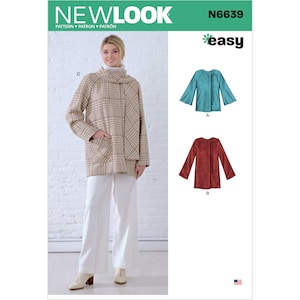 New Look N6639 Misses' Poncho and Jackets Size: A (XS-S-M-L-XL) - Etsy