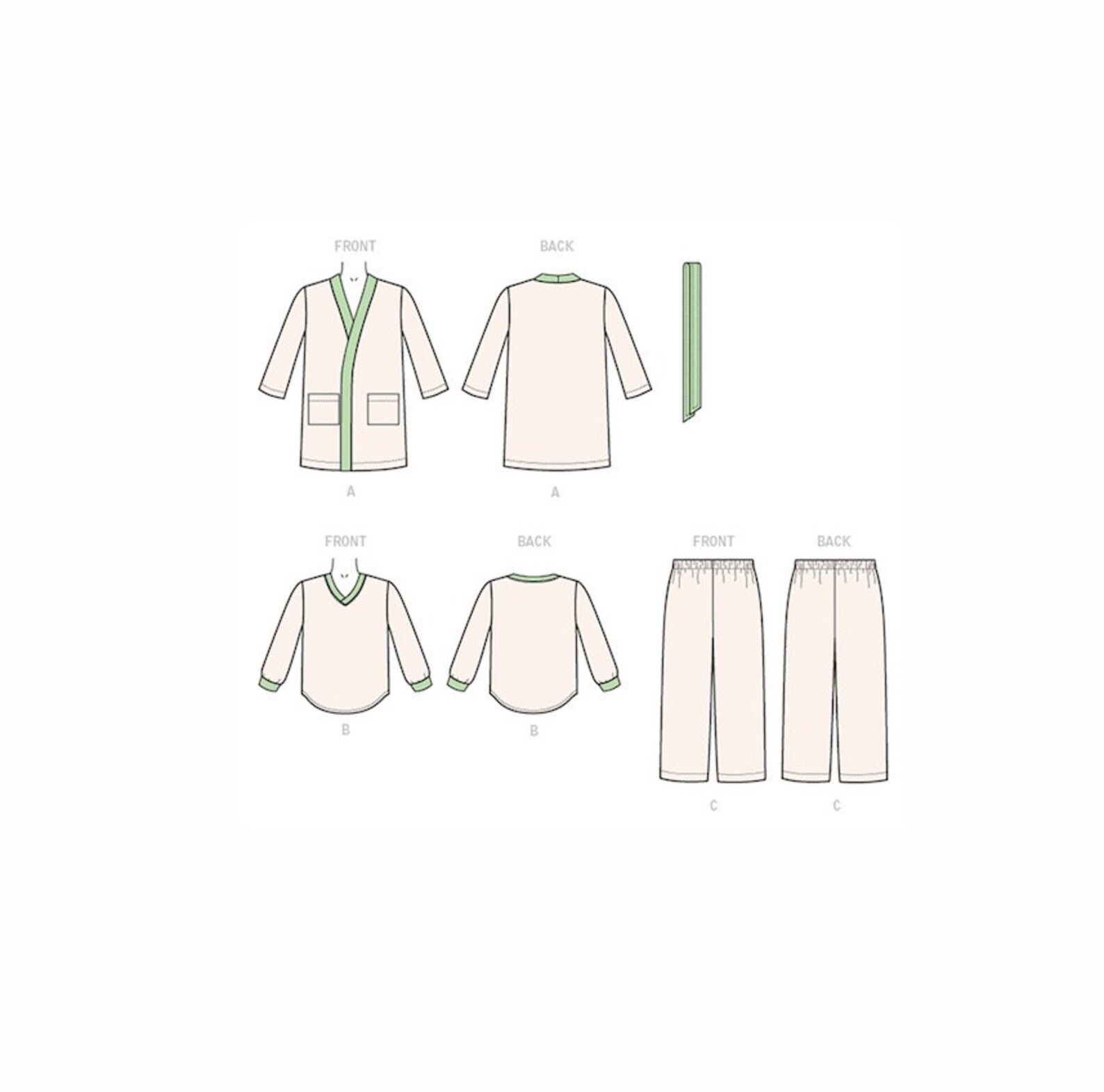 Kwik Sew K4131 Boys'/girls' Robe Belt Top and Pants - Etsy