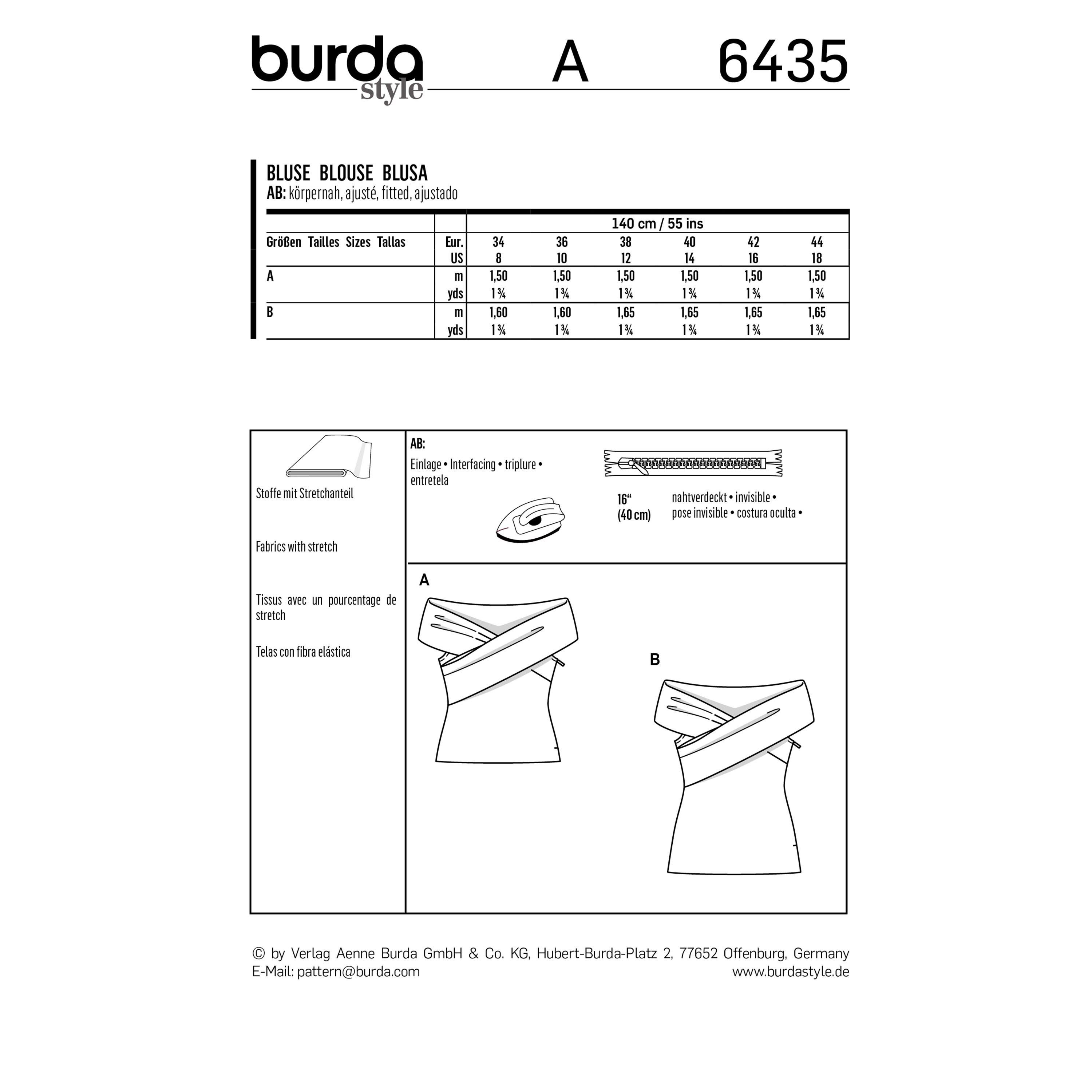 Burda Style Pattern B6435 Misses' Draped Shoulder Top | Etsy