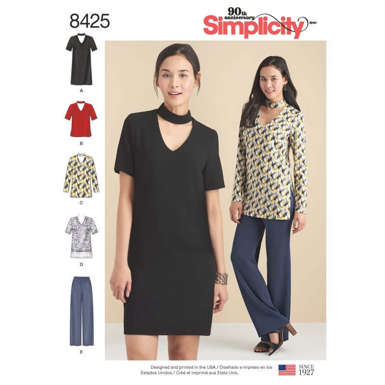 Simplicity 8425 Misses'/miss Petite Choker Collar Dress | Etsy