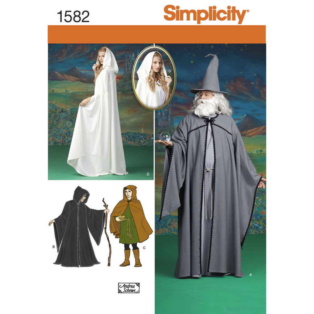Simplicity S1582 Misses, Men and Teen Capes, Wizards Cloke, Hobbit - Etsy