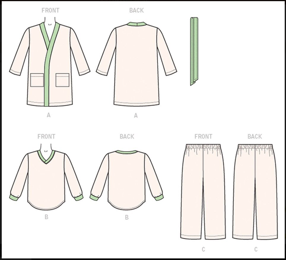 Kwik Sew K4131 Boys'/Girls' Robe Belt Top and Pants | Etsy