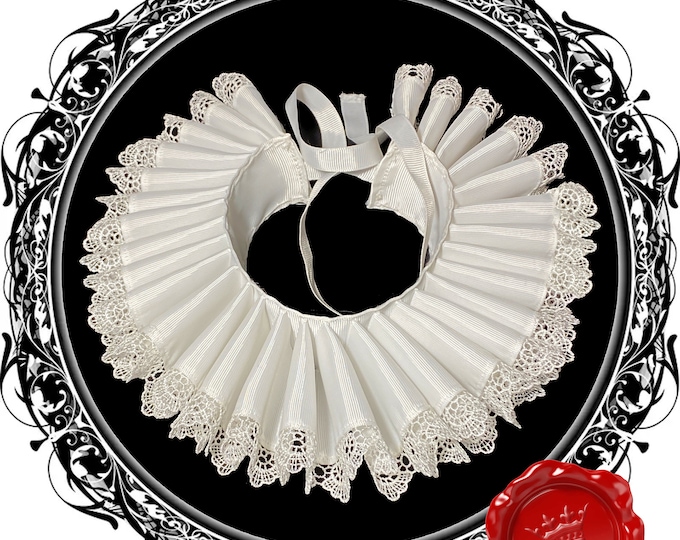White Elizabethan Standing Collar,elizabethan Ruff,renaissance Wedding ...