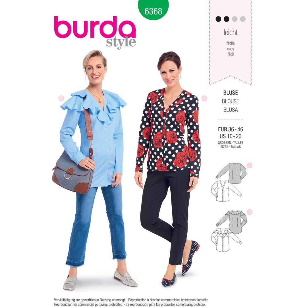 Burda Style 6368 Women's Tops Size US 10-20 - Etsy