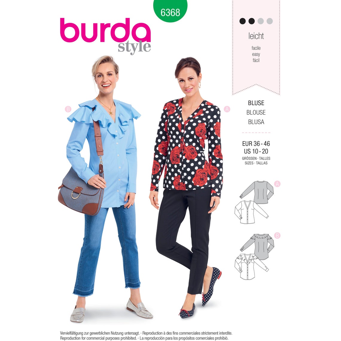 Burda Style 6368 Women's Tops Size US 10-20 | Etsy