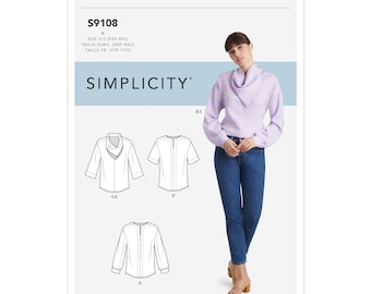 Uncut Simplicity Sewing Pattern 10495 S9108 9108 Misses' Tops With ...