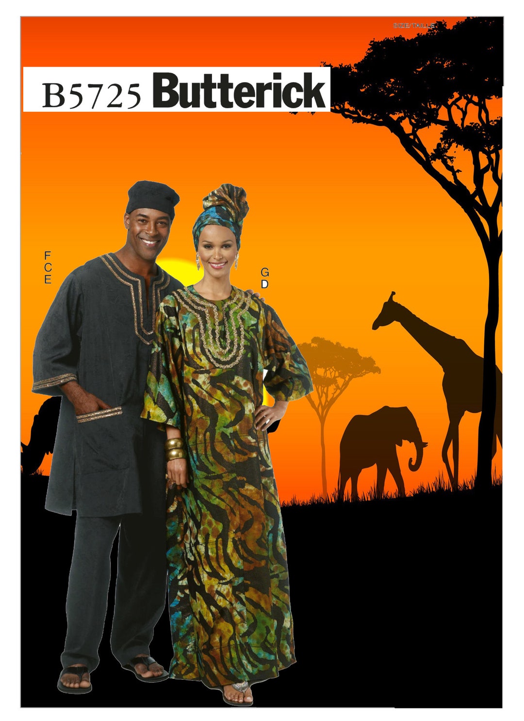 Butterick B6748 West African Tunic, Caftan, Pants, Hat and Head Wrap - Etsy