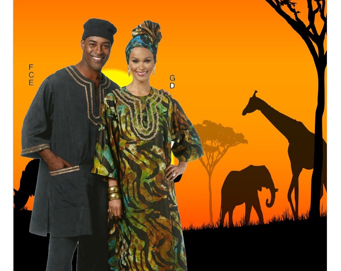 Butterick B6748 West African Tunic Caftan Pants Hat and | Etsy