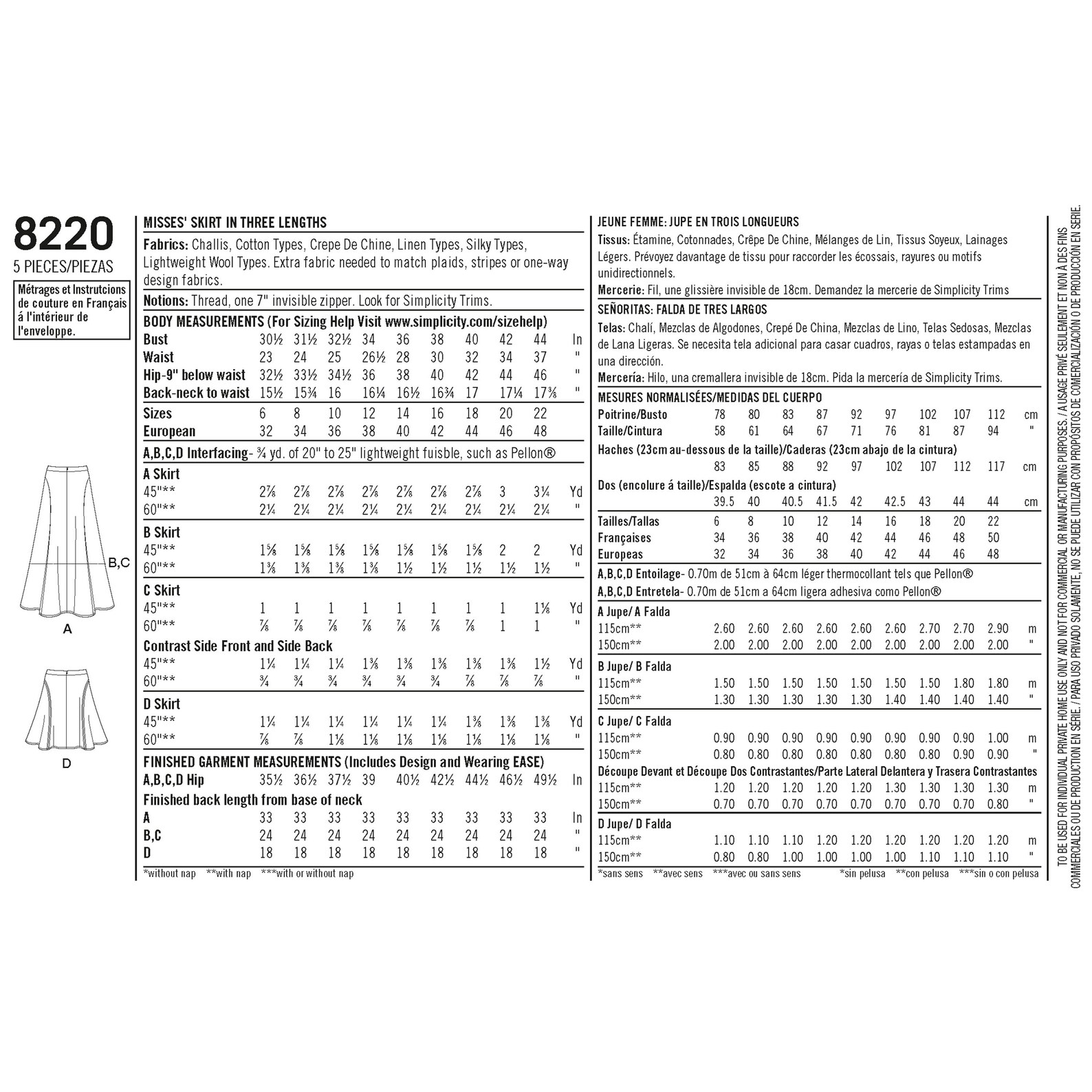 Simplicity 8220 Misses' Easy-to-sew Skirt in Three Lengths | Etsy