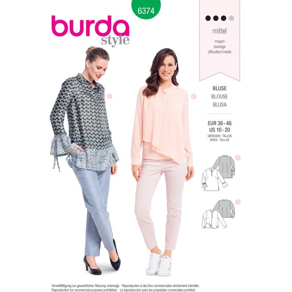 Burda Style B6374 Misses' Blouses - Etsy