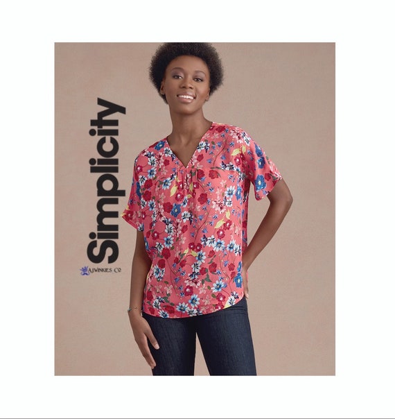 Simplicity S8949 Misses' V-Neck Short Sleeve Blouses | Etsy