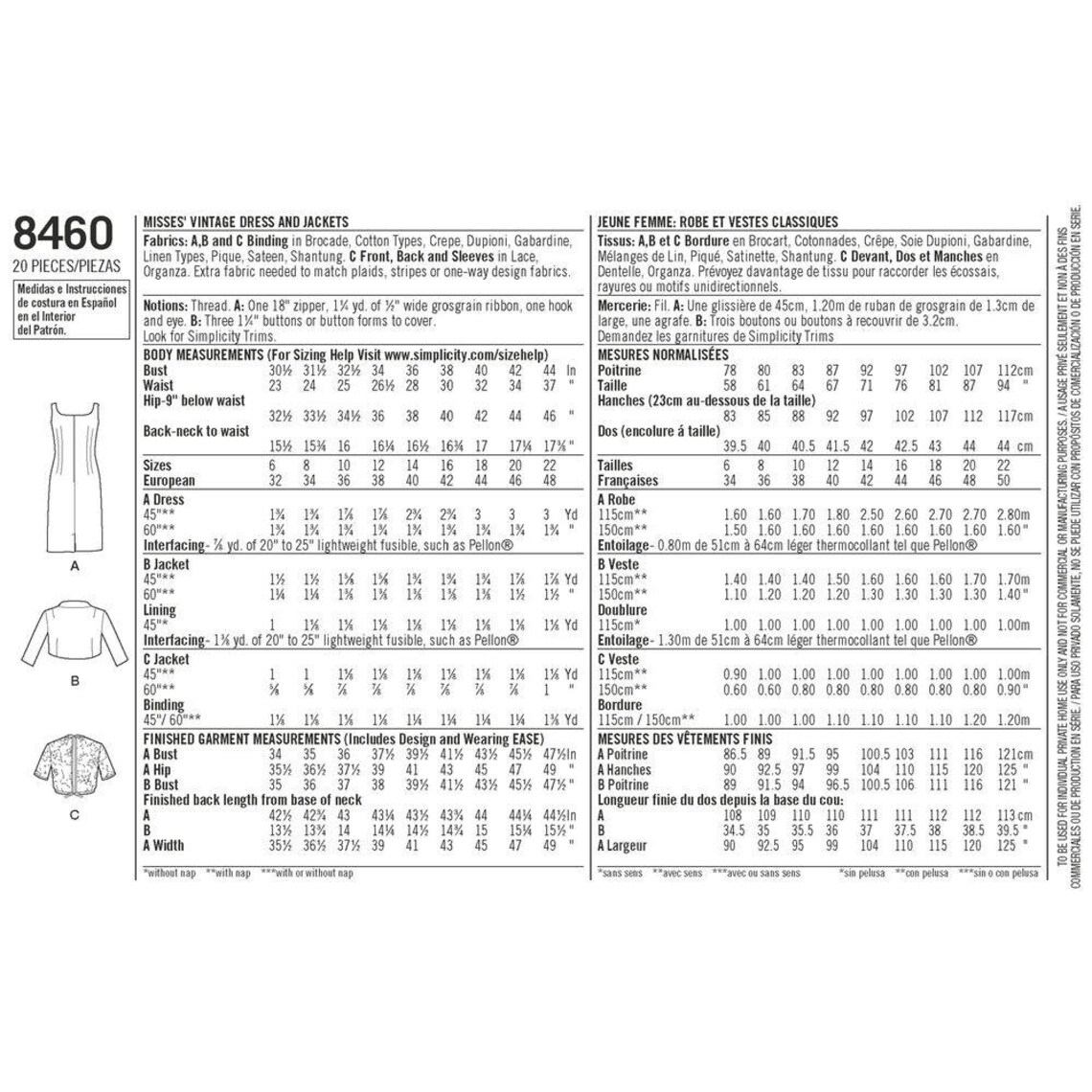 Simplicity 8460 Misses' Vintage 1950s Dress and Jackets | Etsy