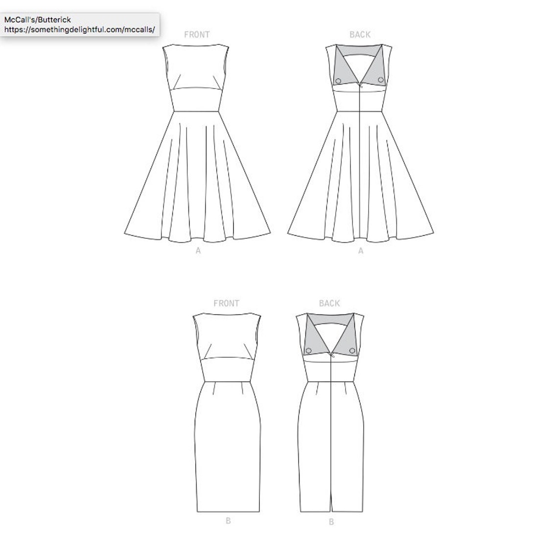 Simplicity S9286 Misses' Fold-back Facing Dresses | Etsy