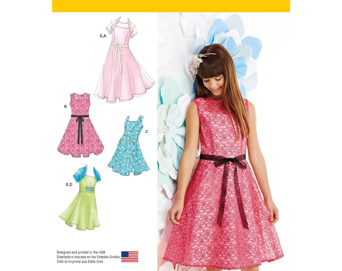 Simplicity 1213 Girls' & Girls' Plus Dresses and Knit Shrug - Etsy