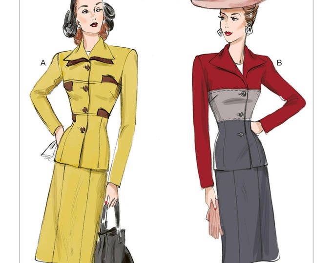 Butterick B6286 Misses' Colorblock Jacket and Skirt Circa 1944 - Etsy