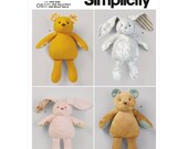 Simplicity S9306 / Kwik Sew K4373 Bears & Bunnies Soft Plush - Etsy